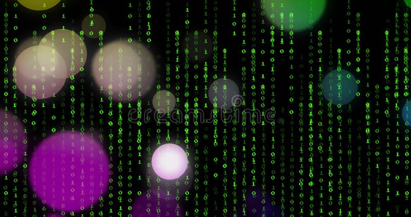 Image of Binary Coding and Data Processing Over Black Background Stock Illustration ...