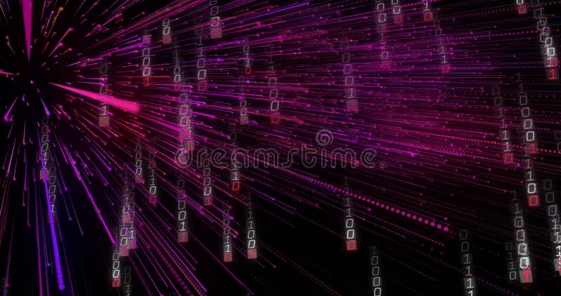 Image of Binary Coding and Data Processing Over Black Background Stock Illustration ...