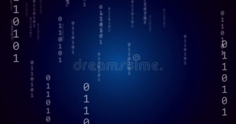 Image Of Binary Coding And Data Processing Over Blue Background Stock Illustration