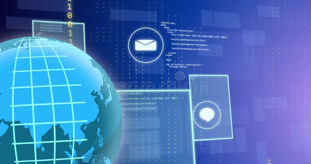 Image of Binary Coding and Data Processing Over Globe Stock Image - Image of network, internet ...