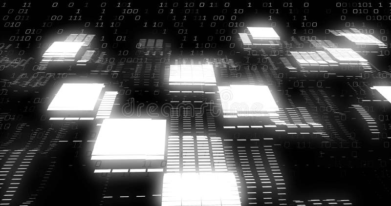 Image Of Binary Coding Data Processing Over Screens On Black Background Stock Illustration
