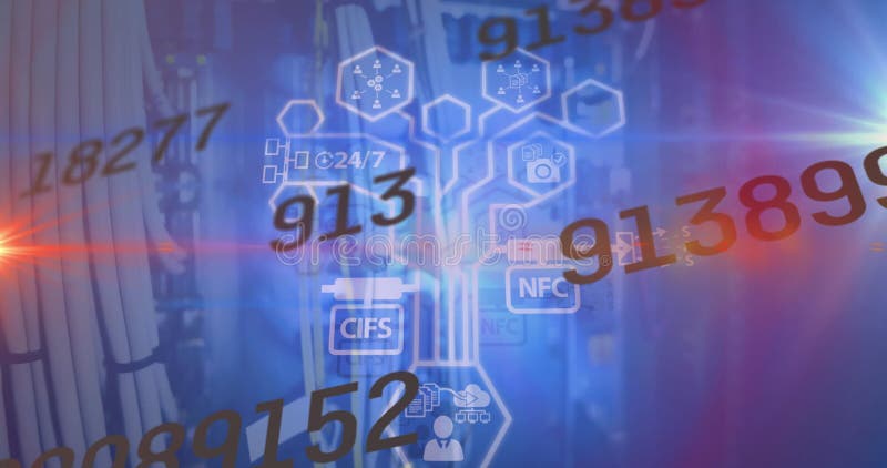 Image of Binary Coding Data Processing Over Server Rack Stock Photo - Image of digitally ...