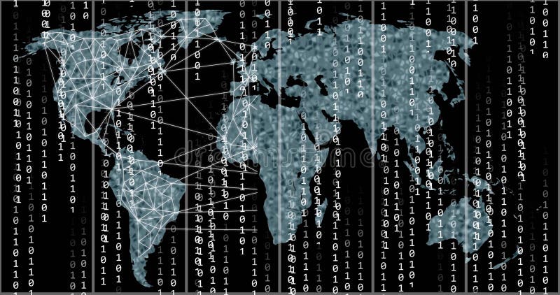 Image of Binary Coding and Data Processing Over World Map Stock Photo - Image of interface, code ...