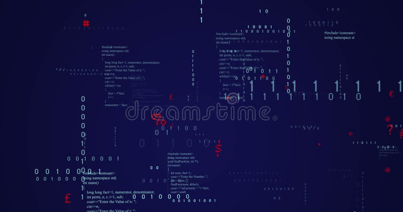 Image Of Binary Coding Data Processing And Symbols Floating Against 5404