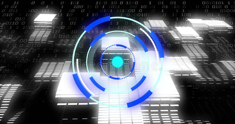 Image Of Binary Coding Digital Data Processing Over Scope Scanning On