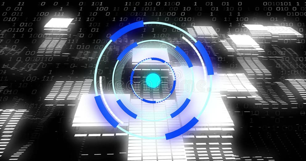 Image of Binary Coding Digital Data Processing Over Scope Scanning on Black Background Stock ...