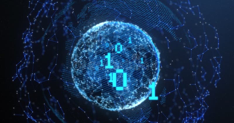 Image Of Binary Coding And Globe On Black Background Stock Illustration Illustration Of Planet