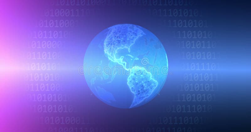 Image of Binary Coding and Globe Icon on Blue Background Stock Illustration - Illustration of ...