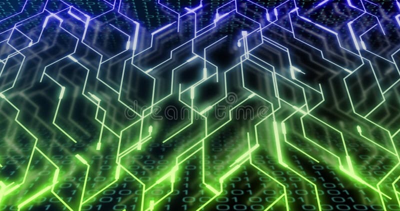 Image of Binary Coding Over Neon Network of Connections Stock ...
