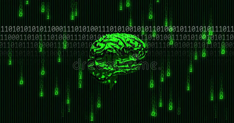 Image of Binary Coding Over Spinning Brain Stock Photo - Image of ...