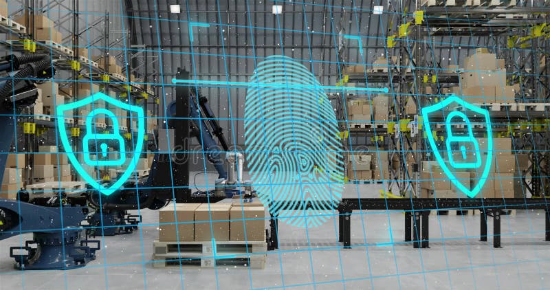 Image of Biometric Fingerpint and Data Processing Over Warehouse Stock ...