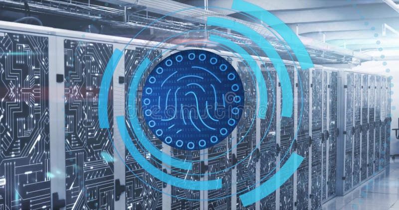 Image of Biometric Fingerprint Scanner Processing and Network Over ...