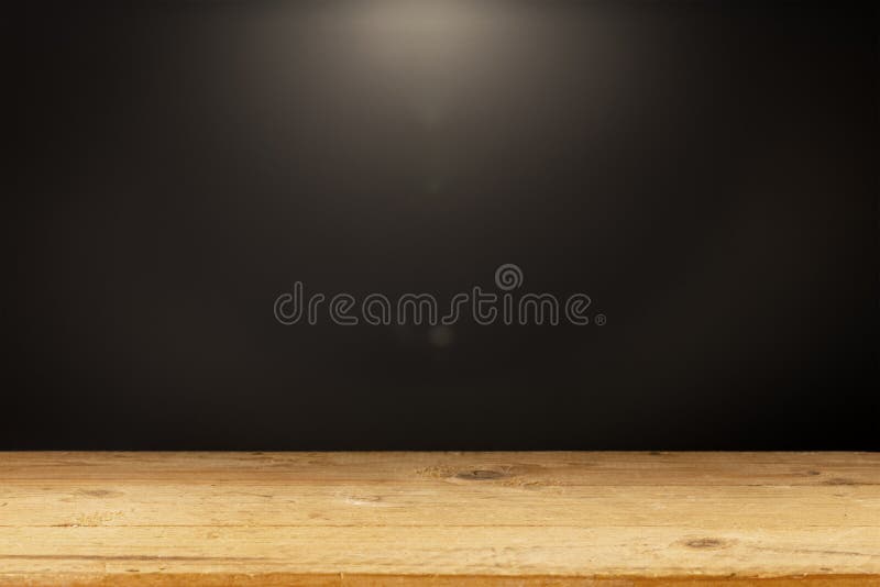 Black Background Light Wooden Table Stock Photo - Image of board, rough ...