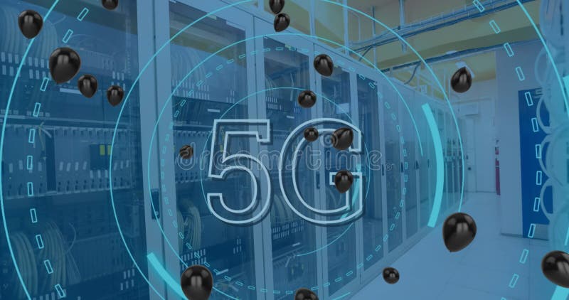 Image of Black Balloons and 5g Over Servers Stock Illustration ...