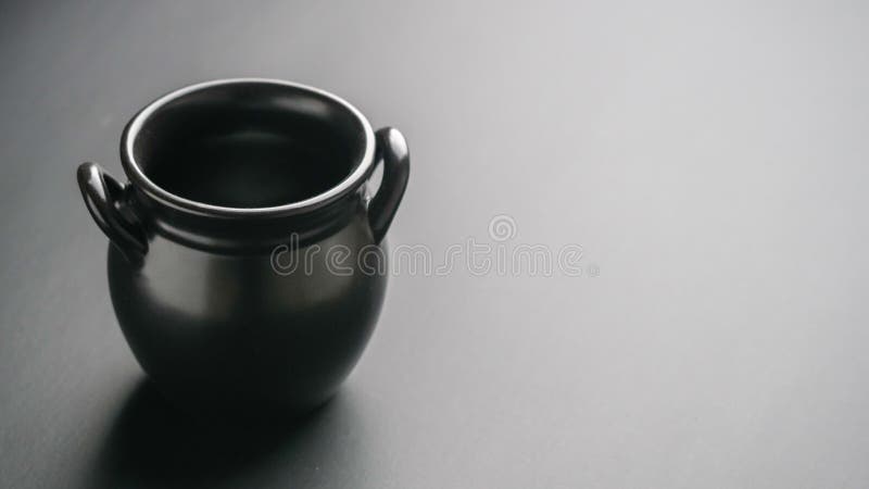 Black Handmade Ceramic Empty Jar on the Table Stock Photo - Image of ...