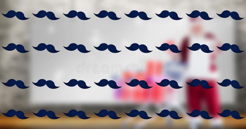 Image of Black Moving Mustaches Over Blurred Background Stock Photo ...