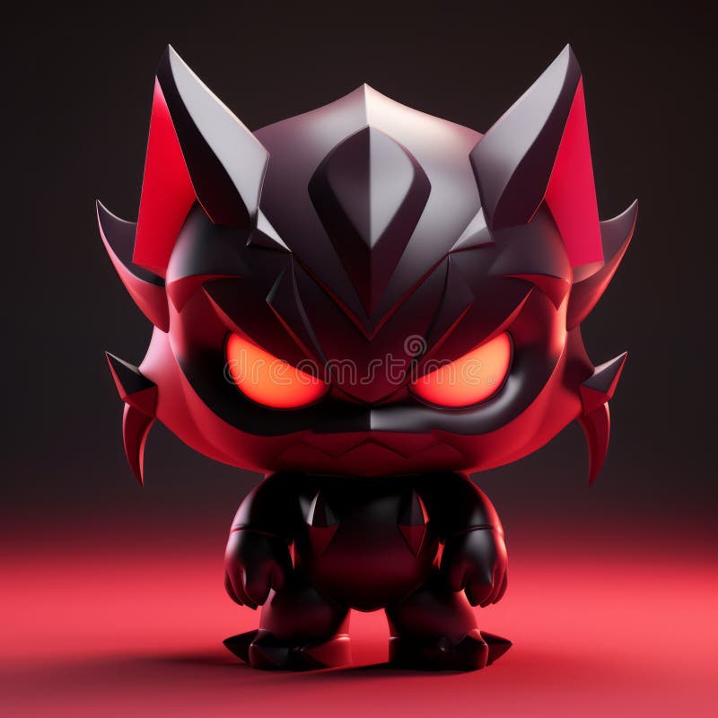 An Image of a Black and Red Toy with Red Eyes Stock Illustration ...