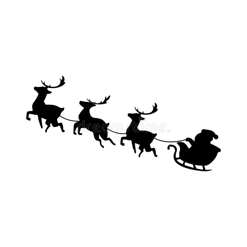 This Image is a Black Silhouette of Santa Claus Riding in a Sleigh ...