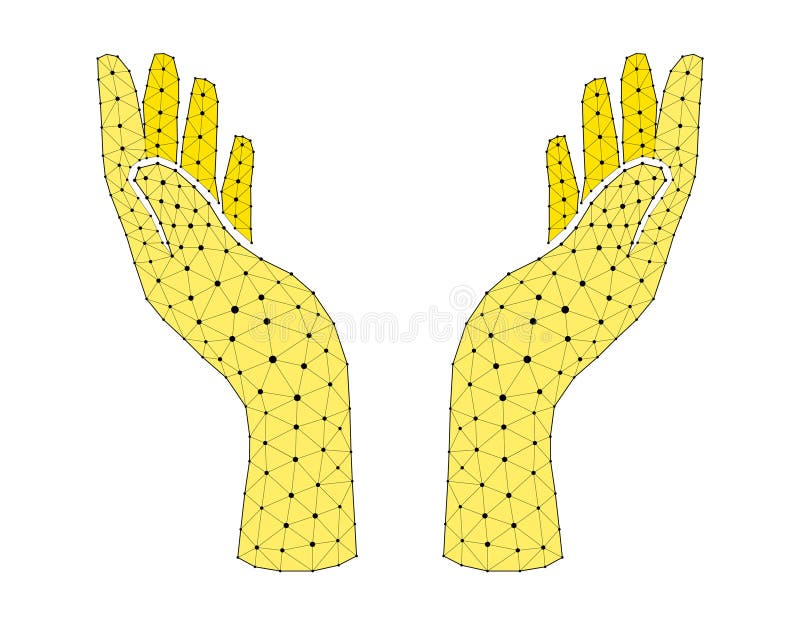 The Image is a Black and White Drawing of Two Hands with a Lot of Dots ...