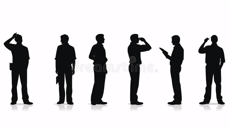 Silhouette of a Group of Business People on a White Background. Stock ...