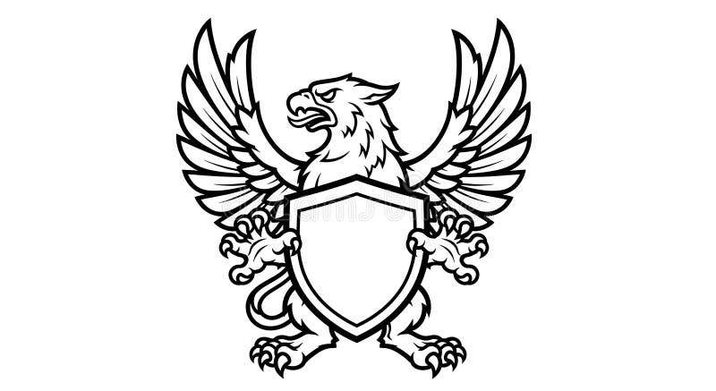Griffin Holding Shield Heraldic Crest Design Stock Illustration ...