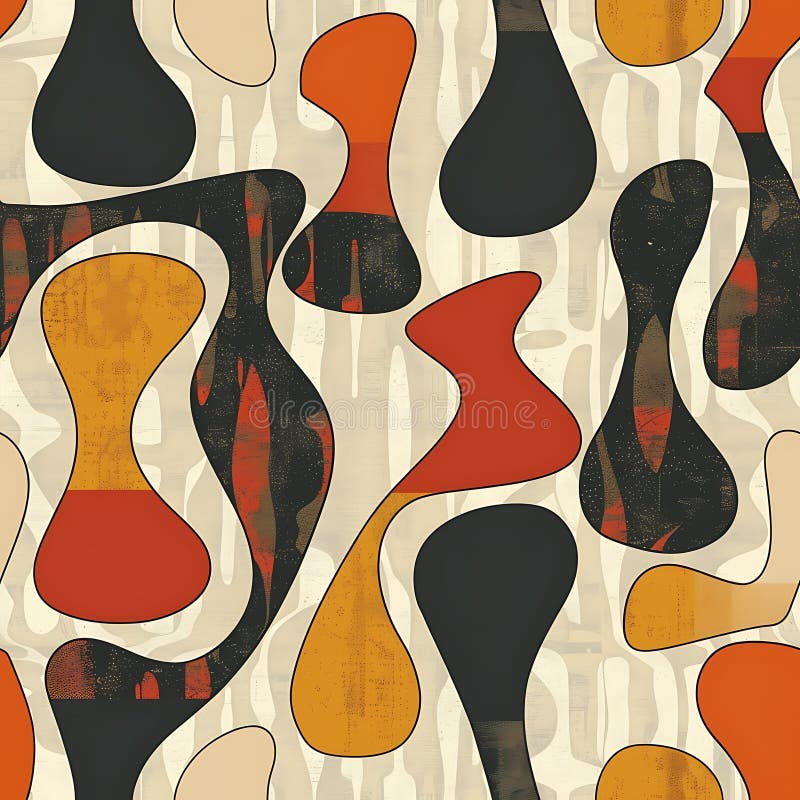 Image - Black, White and Orange MCM Repeating Pattern Tile Background ...