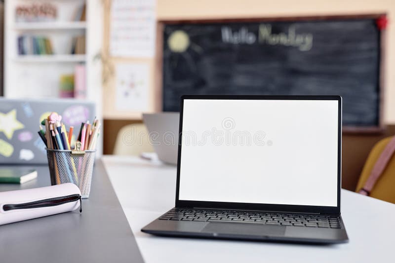 Image of Blank Computer Monitor in Study Room Stock Image - Image of ...