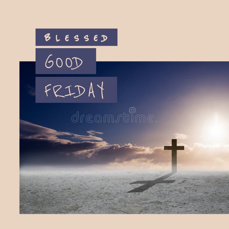 Image of Blessed Good Friday Text Over Clouds and Cross Stock Image ...