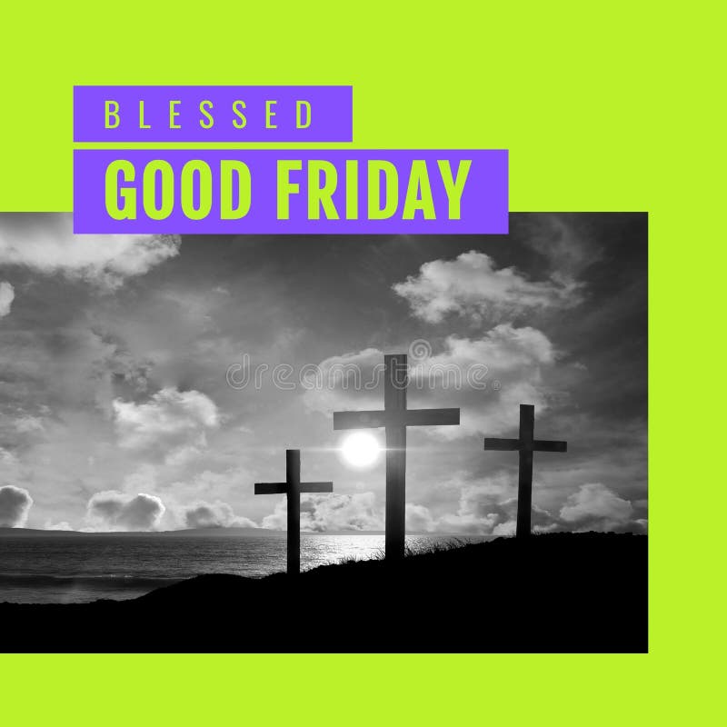 Image of Blessed Good Friday Text Over Clouds and Crosses Stock Photo ...