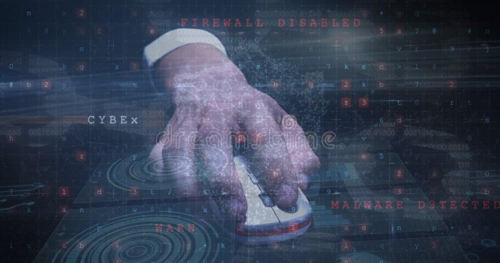 Image of Block Chain and Hands of Caucasian Male Hacker on Black ...