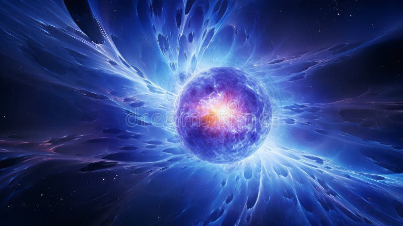 Image of a Blue Ball of Fire in Space Stock Illustration - Illustration ...