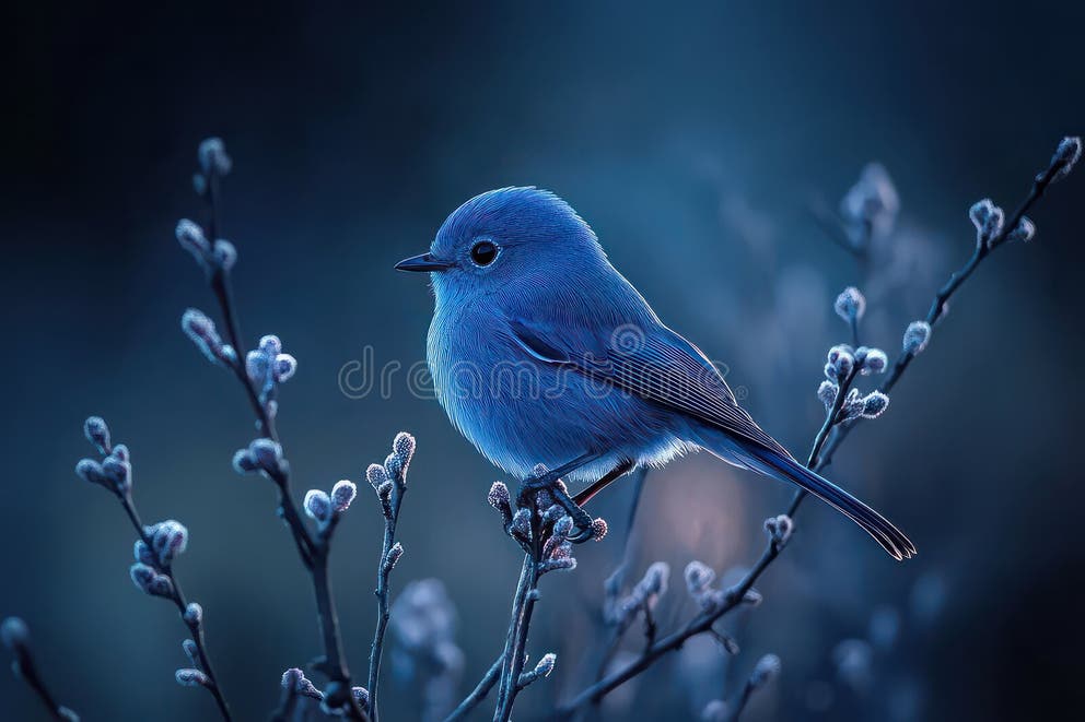 Image of a Blue Bird Standing on a Branch. Stock Illustration ...