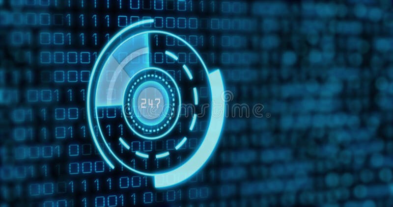 Image of Blue Circle with Numbers Over Binary Code Stock Illustration ...