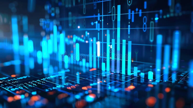 An Image with a Blue Economic Graph and Market Data Stock Illustration ...