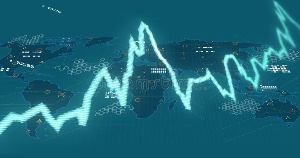 Image of Blue Graph with Upward Arrows and Data Processing Over Blue ...
