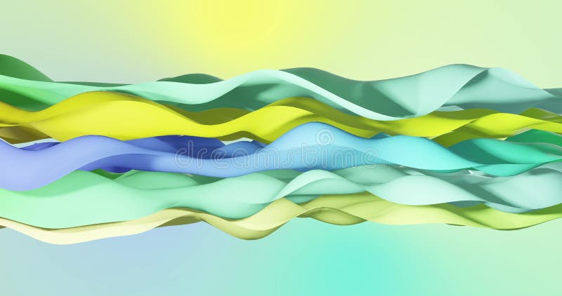 Image of Blue, Green To Yellow Gradient Layers Waving Over Gradient ...