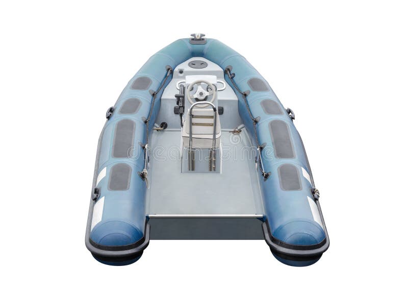Blue Inflatable Boat Isolated on White Background Stock Photo - Image ...