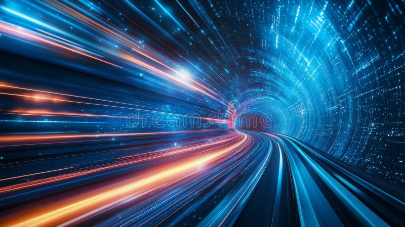 Image of Blue Light Moving Fast Over a Black Background Made by ...