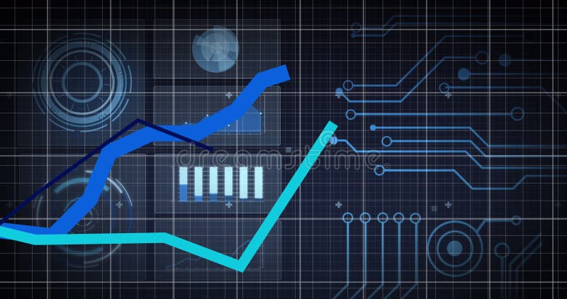 Image of Blue Line Over Scopes Scanning and Data Processing on Grid ...