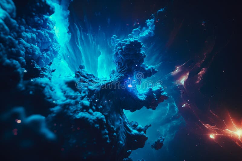 An Image of Blue Nebula in Space. Generative AI Stock Illustration ...