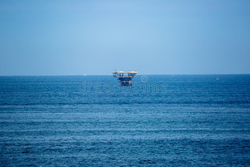 Image of Blue Ocean in North of Peru. Platform in Middle of Sea Stock ...