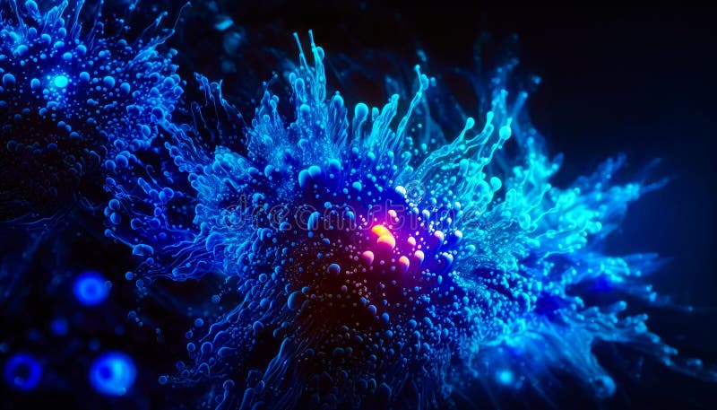 An Image of Blue and Purple Cells on Dark Background. Generative AI ...