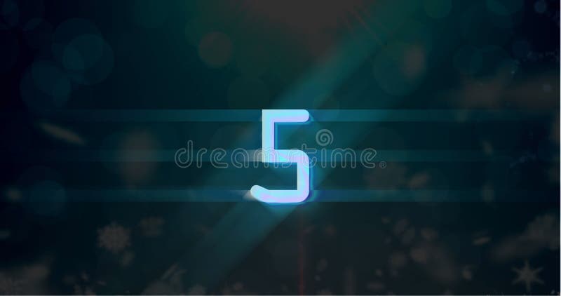 Image of Blue Retro Digital Number Five in Countdown with Screen Flare ...