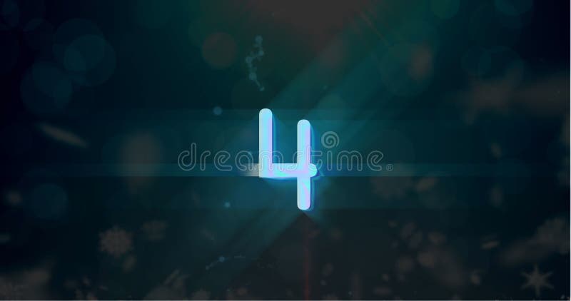 Image of Blue Retro Digital Number Four in Countdown with Screen Flare ...