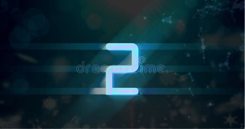 Image of Blue Retro Digital Number Two in Countdown with Screen Flare ...
