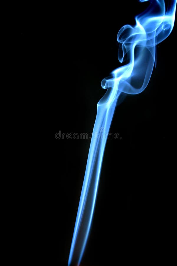 Blue Smoke Trailing Upwards in Abstract Form on a Black Background ...