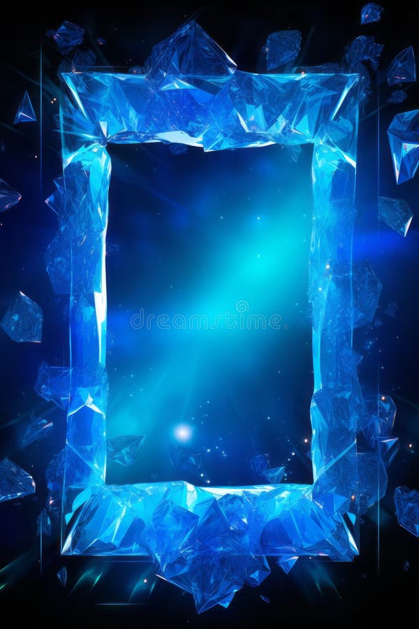 An Image of a Blue Square Frame with Broken Pieces of Ice Stock ...