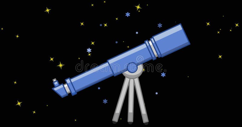 Image of Blue Telescope Over Stars on Black Background Stock ...