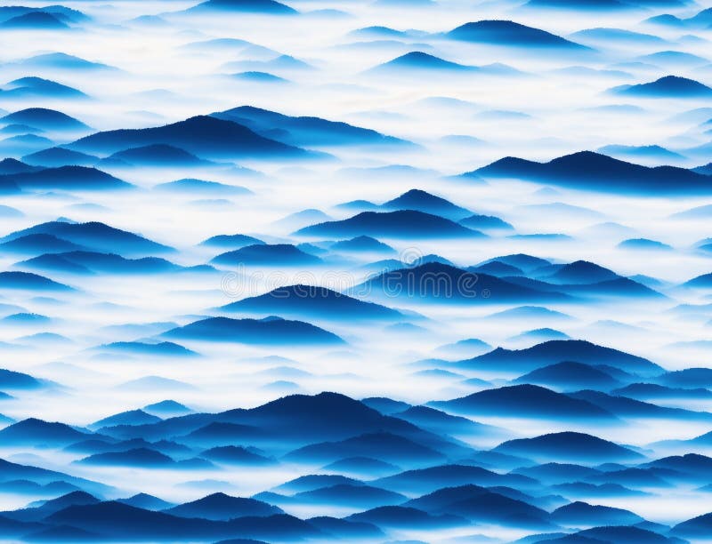 A Blue and White Landscape with Mountains in the Background. - Seamless ...