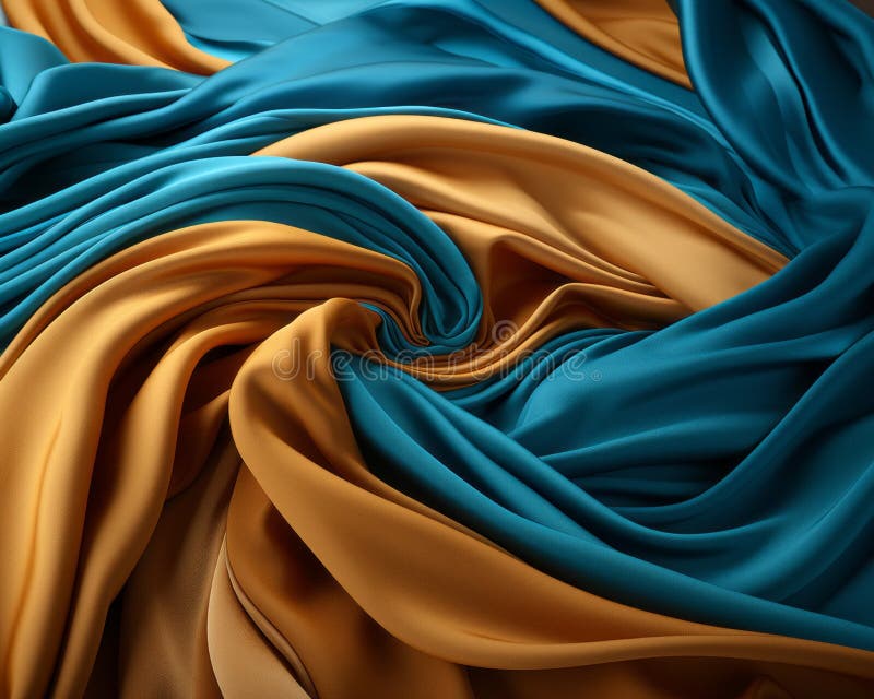 An Image of a Blue and Yellow Silk Fabric Stock Illustration ...
